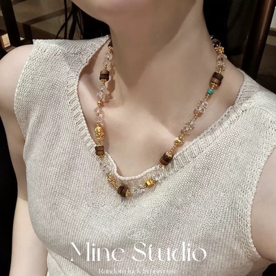 Mine Studio·新款新中式白水晶沉香招mi项链毛衣链女新年款冰透