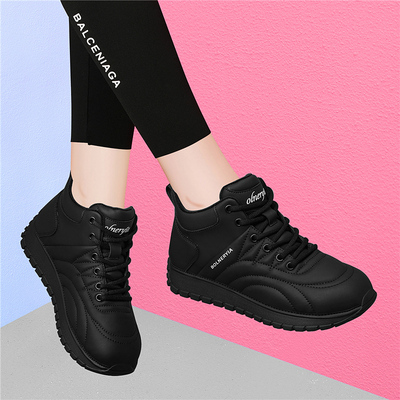 官网新品气质鞋子高帮系带棉鞋女