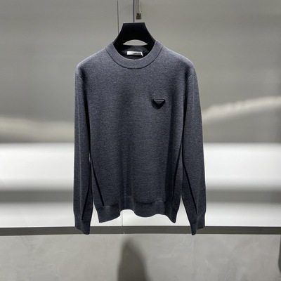 现货FERRE费雷 25秋冬三角logo徽标装饰男士羊毛针织衫 352086