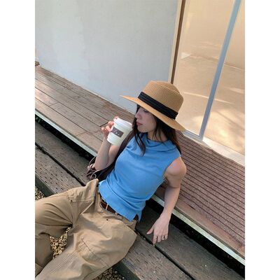 女无袖M70021搭侧纯色堆堆领气质