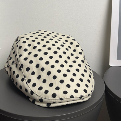 日系秋冬波点前进帽保暖百搭防寒