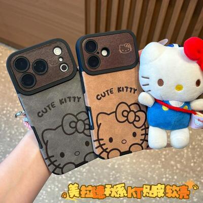 可爱猫咪大视窗贴皮壳适用苹果18手机壳iPhone16promax小米17华为mate80新款pura90防摔vivox300女opporeno15