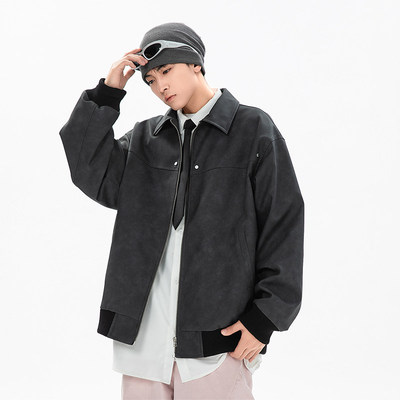 「设计师品牌」新款百搭春秋皮衣夹克外套