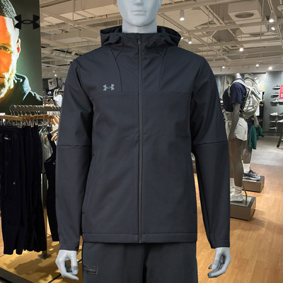 安德玛加绒夹克男子连帽跑步