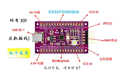 GD32F330G8U6开发板GD32F330G8U6核心板GD32F330开发板