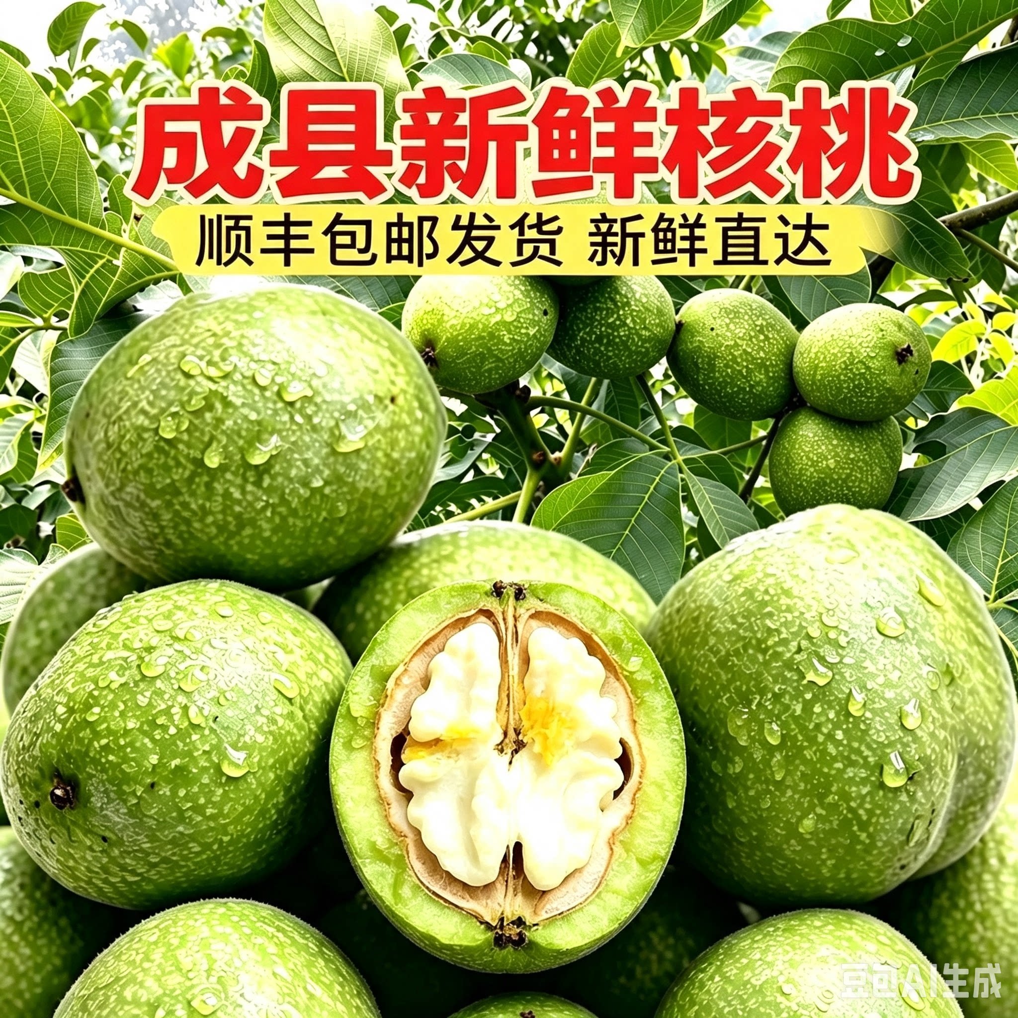 26新货新鲜核桃带青皮鲜嫩甘肃成县特产大山农家野生无添加带绿皮