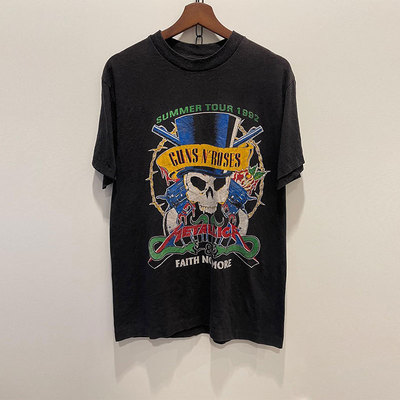 枪花玫瑰联名t欧美短袖