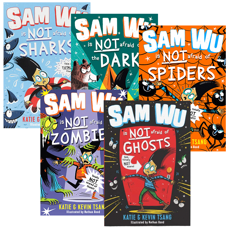 山姆不是胆小鬼系列5册 Sam Wu Is NOT Afraid of 英文原版 不怕鬼 不怕鲨鱼 不怕黑暗 不怕蜘蛛 不怕僵尸 进口儿童英语章节桥梁书
