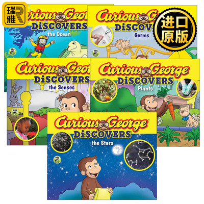英文原版 Curious George Discovers 好奇猴乔治科普故事系列5册 Science Storybook 海洋 细菌 英文版 进口英语原版书籍