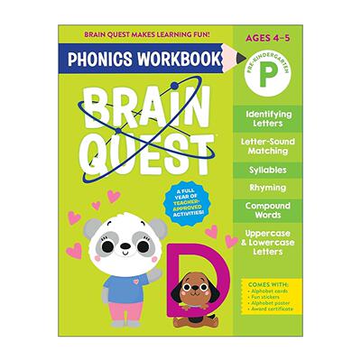 英文原版 Brain Quest Phonics Workbook Pre-Kindergarten 大脑任务自然拼读练习册 入园前 英文版 进口英语原版书籍