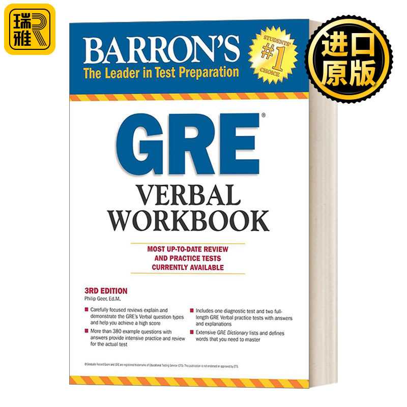 英文原版 Barron's GRE Verbal Workbook巴朗GRE词汇训练英文版 Philip Geer进口英语原版书籍_虎窝淘