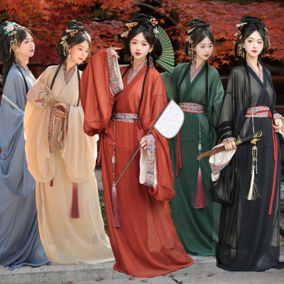 梦域战国袍马山楚墓复原直裾袍成人汉服女拖尾大放量直裾中国风