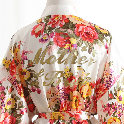 2026婚庆系列牡丹新娘母亲Mather of the Bride仿丝化妆袍晨睡袍