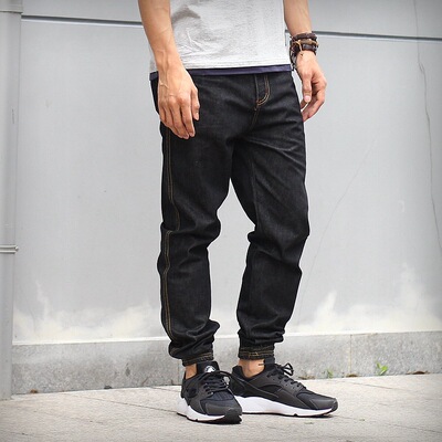 秋季男士休闲收口收脚束脚牛仔裤大码潮流日系学生哈伦扎脚裤潮牌