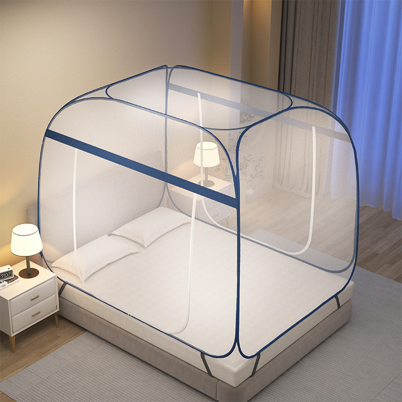 婴童蚊帐1.2米床蒙古包式双门全底防摔防蚊帐1.5米免安装1.8米床2
