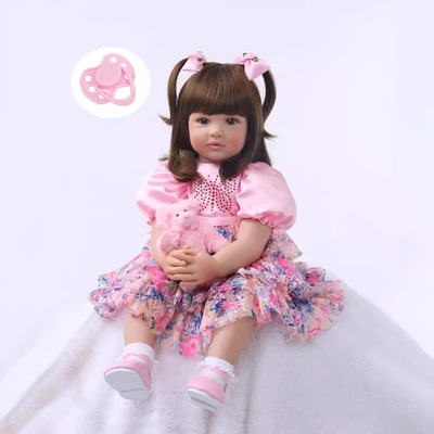 60cm重生婴儿布身reborn baby 卷发可爱公主仿真布娃娃早教过家家