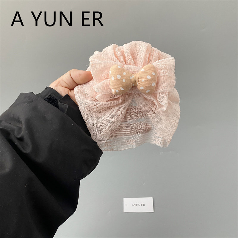 婴幼儿护卤门帽子夏季薄款新生儿柔软透气胎帽宝宝蕾丝花朵印度帽