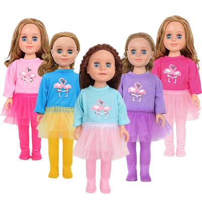 火烈鸟纱裙套装打底裤衣服适合46cm美国女孩AG 18寸OG娃娃娃娃