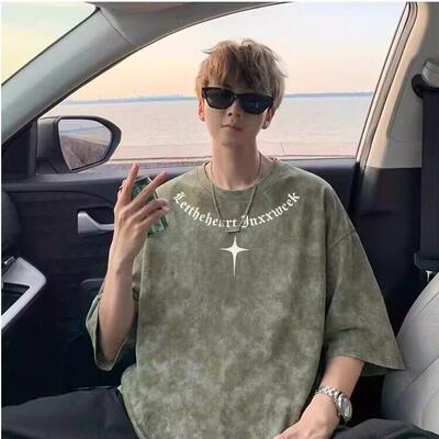 美式潮牌扎染短袖t恤男装