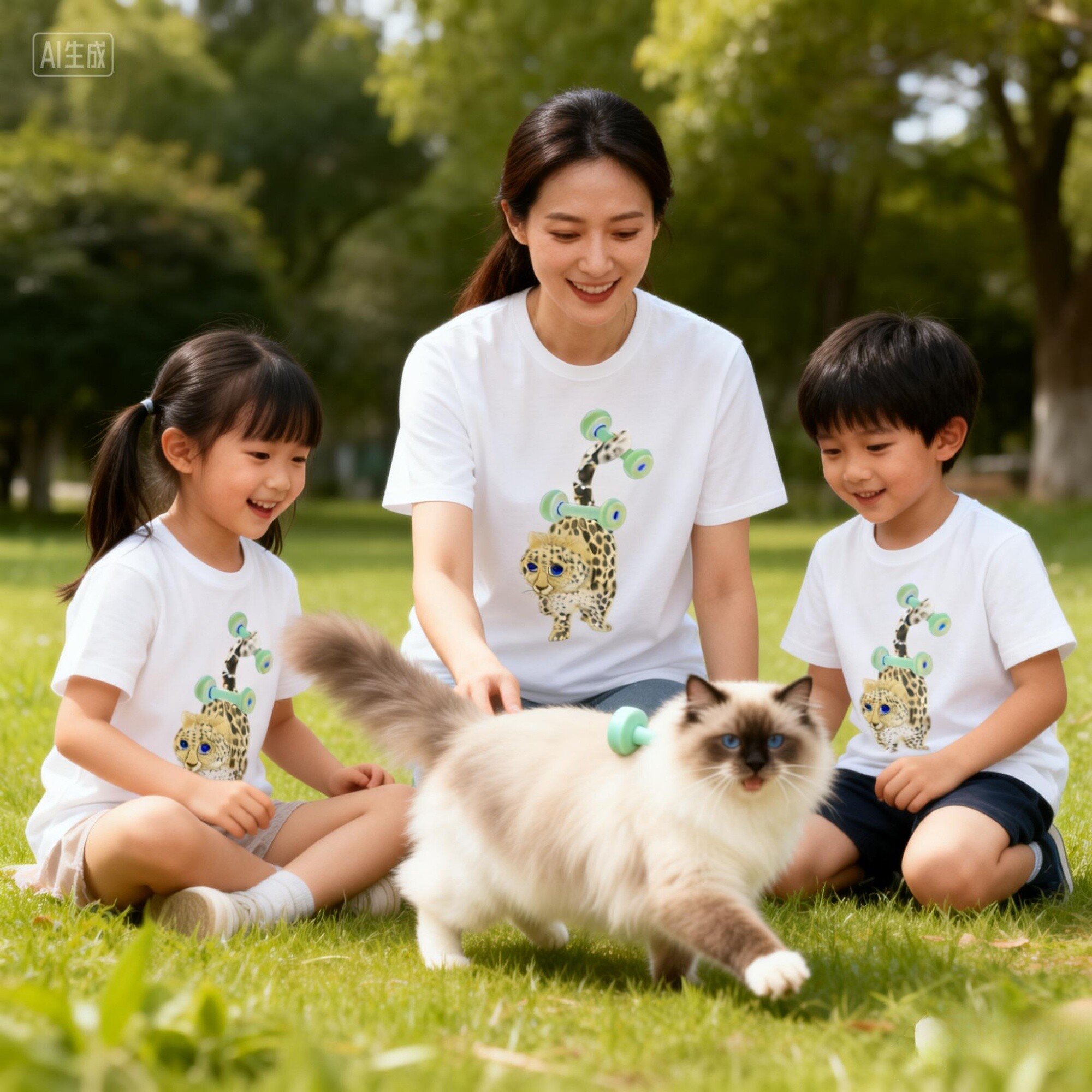 原创板绘画卡通小马猎豹亲子装T恤帆布牛仔背包伞布发饰文创印花