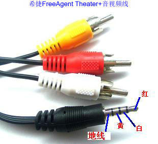 希捷FreeAgent Theater+播放器电视输出AV线/音视频线/CVBS线