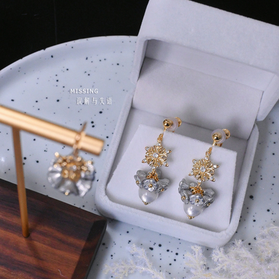 【银冬圆舞曲】Missing原创雪花锆石精致银白圣诞新年耳饰耳夹