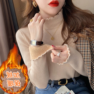 2025秋冬季内搭纯色加绒半高领毛