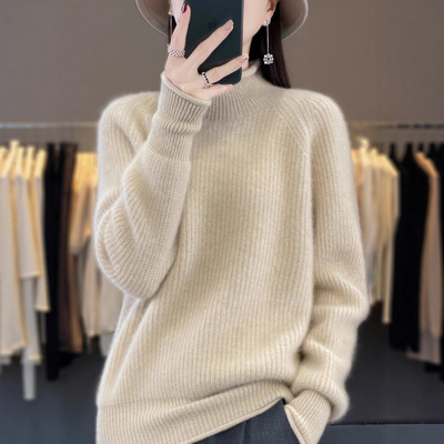 2025秋冬季新款纯色半高领卷边套