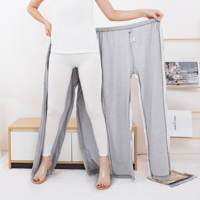 易穿脱骨折裤成人开裆裤方便更换裆部可开护理裤拉链式春夏薄款