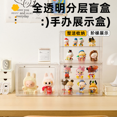 RMAX盲盒收纳展示架透明亚克力防尘泡泡玛特手办摆件阶梯展示盒子