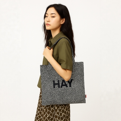 HUE25【草间弥生】波点松弛感HAY托特包帆布包单肩包购物袋女包