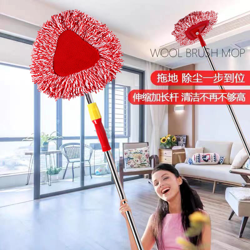 加长伸缩除尘拖把 家用擦天花板墙面屋顶厨房静电清洁工具