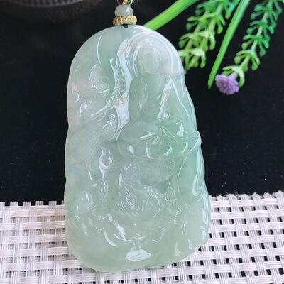 实拍A货翡翠73.8/44.5/5.5老坑冰胶果冻阿弥陀佛吊坠翡翠挂件