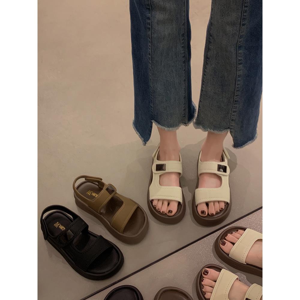 凉鞋女款2026新款夏季潮流舒适百搭小个子厚底休闲不累脚沙滩鞋子