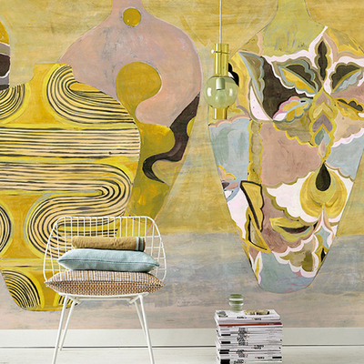 比利时艺术花瓶油画背景墙壁画