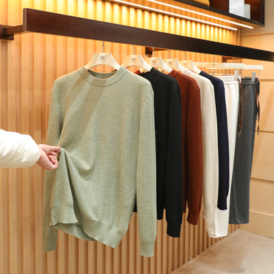 意式奢华老钱风2025秋冬新款内搭男高端含蚕丝羊毛混纺针织衫1678