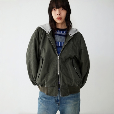 STUDIO TOMBOY 可拆卸连帽外套女 MA-1 飞行员复古做旧夹克上衣
