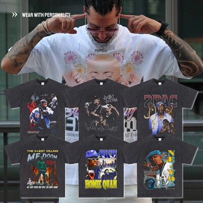 Travis Scott嘻哈说唱歌手短袖Eminem ASAP BIG 2pac美式T恤jcole