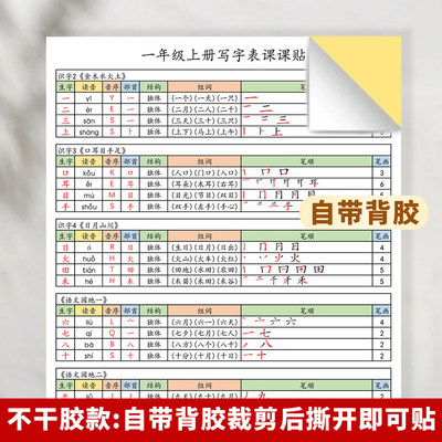 2025人教版一年级语文一课一贴