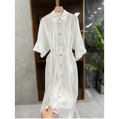 N货！轻柔天丝中袖衬衫式连衣裙
