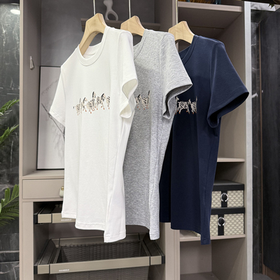 印花小马莱赛尔圆领短袖棉T恤