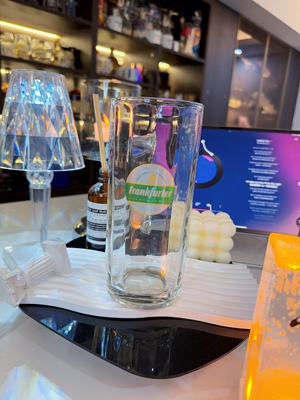 法兰克福frankfurter精酿啤酒德啤带柄竖纹加厚扎啤玻璃酒水杯具