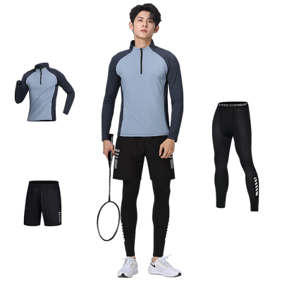 羽毛球服男运动套装长袖速干衣秋