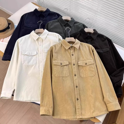 秋冬季新款男装灯芯绒工装衬衫时尚长袖衬衣薄外套472897/480295