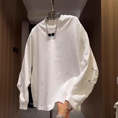 秋季新款潮牌铆钉圆领纯色卫衣男