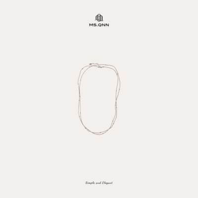 Q姐  老钱系列“B*C长链”长款叠戴锁骨链颈链 28S001