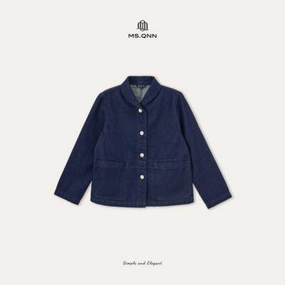 Q姐 经典“青果领”冈山牛仔复古单排扣夹克外套 53C153