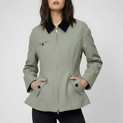 Forevercan女装2026新款春装水蛇收腰立裁掐腰感修身撞色夹克外套