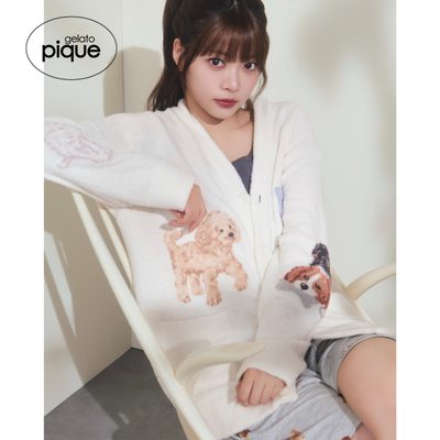 gelato pique26春夏新品男女同款睡衣半边绒小狗开衫PUNT261038