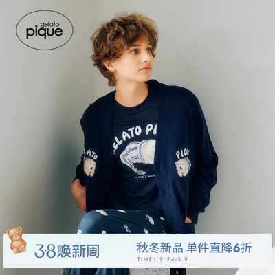 gelato pique25秋冬新品男女同款睡衣印花纽扣开衫PMNT254951